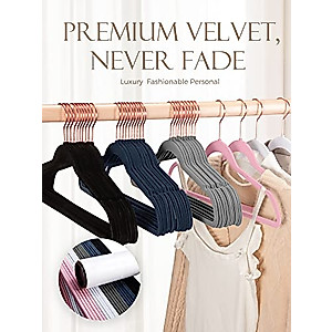 Jersow Velvet Hangers 50 Pack, Non-Slip Velvet Hangers with 360 Degree Swivel Hook, Space Saving Felt Hangers Heavy Duty Enough for Suit Hangers, Coat Hangers, Dress Hangers, Skirt Hangers (Grey)