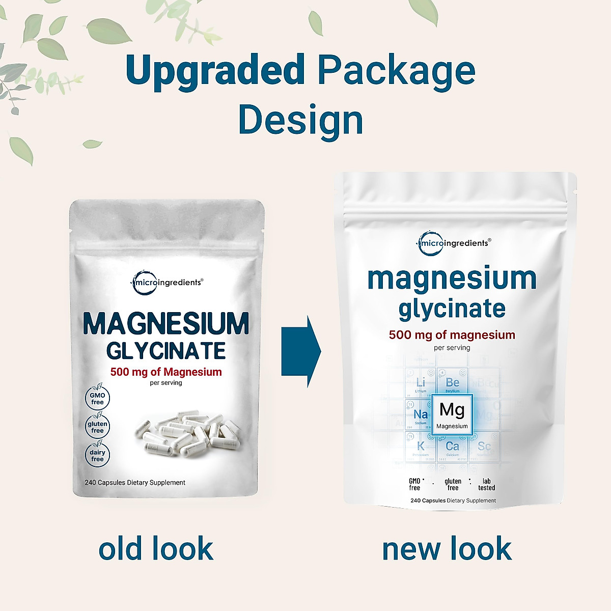 Micro Ingredients Magnesium Glycinate 500mg Per Serving, 240 Capsules | Potent Elemental Form, 100% Chelated, High Absorption | Healthy Muscle, Bones, & Mood Support Supplement | Non-GMO