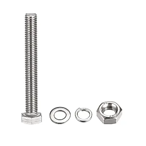 uxcell M10 x 80mm Hex Head Screws Bolts, Nuts, Flat & Lock Washers Kits, 304 Stainless Steel Fully Thread Hexagon Bolts 6 Sets
