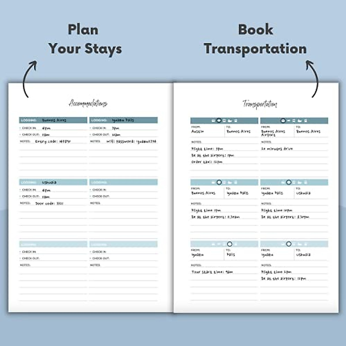 Lamare Travel Journal For Women - Cute Travel Notebook, Bucketlist, Roadtrip & Vacation Planner – Great and Fun Travel Planner Gift, Undated Travel Diary and Travel Planner Organizer for Women