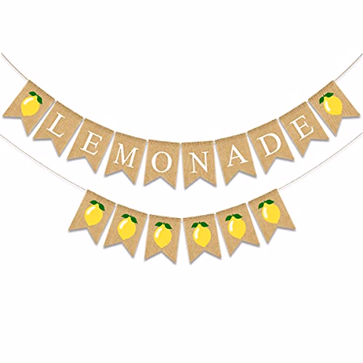JOZON Lemonade Burlap Banner and Lemon Burlap Banner Jute Summer Lemon Theme Bunting Banner Garland Summer Lemon Theme Birthday Baby Shower Party Decor Lemonade Stand Decorations