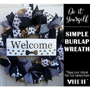 MEEDEE Black Burlap Wired Ribbon - 1.5 Inch, 10 Yards for Crafts, Weddings, Gift Wrapping, Home Decorating