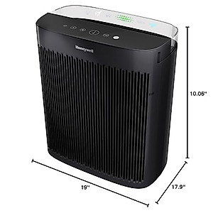 Honeywell InSight HEPA Air Purifier with Air Quality Indicator and Auto Mode, Allergen Reducer for Large Rooms (360 sq. ft), Black, Wildfire/Smoke, Pollen, Pet Dander & Dust Air Purifier, HPA5200