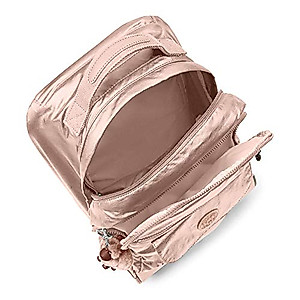 Kipling Sanaa Large Metallic Rolling Backpack Rose Gold Metallic