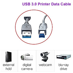 MITATTOK USB A to USB B 3.0 Cable (5FT), USB 3.0 Type A to B Male Cable Compatible with Monitor, Docking Station, Printer, External Hard Drivers, Scanner, USB Hub and More-Black