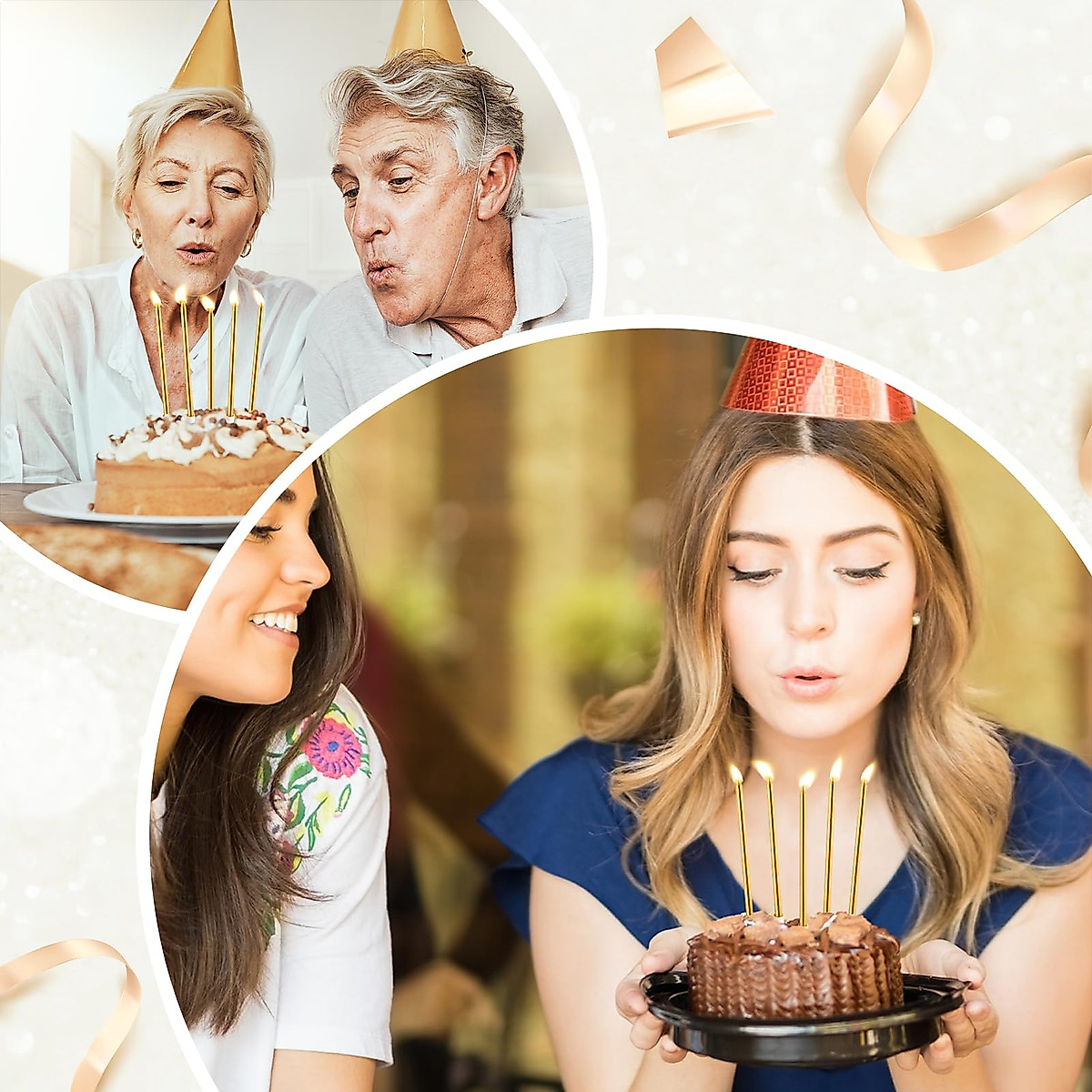 LITAUS, Cake Candles - Gold, 24 Count | Birthday Candles for Cake | Sparkler Candles for Birthday Cake | Happy Birthday Candles | Cake Candles for Cake Decorations, Birthday Parties, Weddings