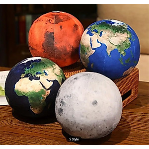 WeightedPlush 10in Blue Earth Planet Plush Pillow, Soft Realistic Mars Moon Sun Stuffed Animal Globe Plushies Toys Learning Science Astronomy Space Solar System Educational Stuffed (Moon)