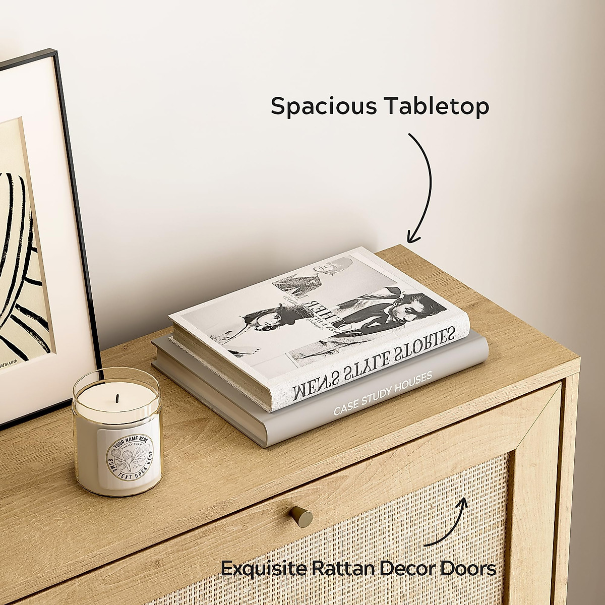 EYYTHUNG Rattan Shoe Cabinet Narrow Shoe Storage Cabinet with 3 Flip Drawers Hidden Freestanding Shoe Rack Organizer with Wood Legs for Entryway Slim, Hallway, Natural Oak