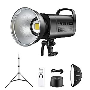 NEEWER 100W LED Video Light, 5600K Bowens Mount Continuous Lighting Kit with Stand, Softbox, CRI 97+,TLCI 97+ 11000Lux/m with 2.4G Remote for Video Recording,Wedding,Outdoor Shooting,YouTube (CB100)