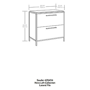 Sauder Nova Loft 2-Drawer Lateral File Cabinet in Grand Walnut, Grand Walnut Finish