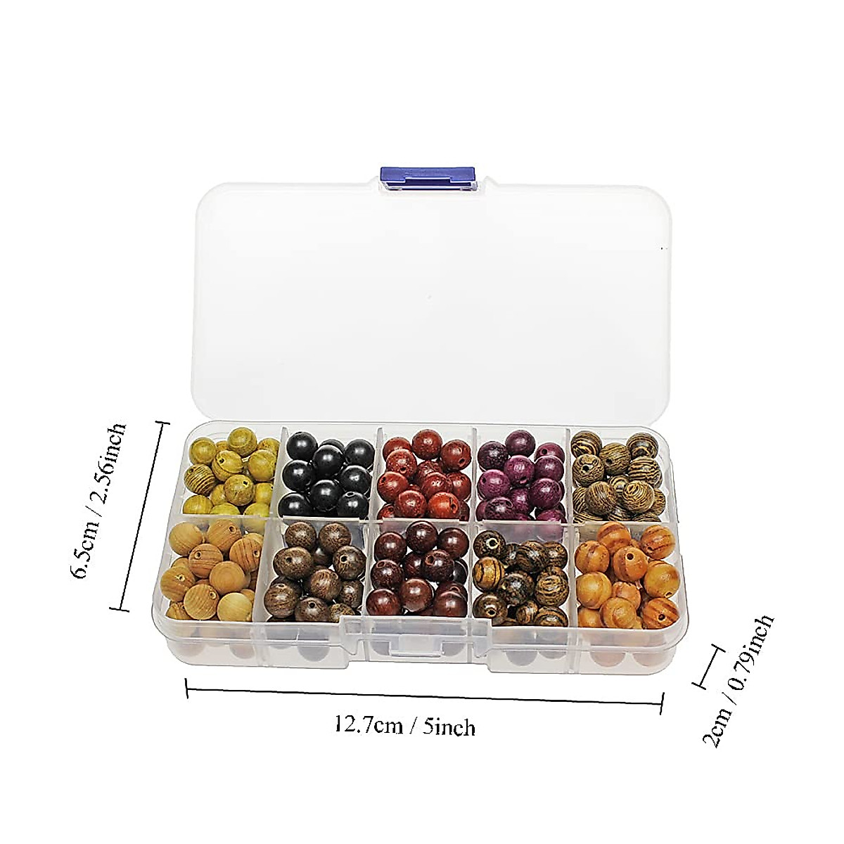 200pcs 8mm Stone Beads Kit Round Loose Gemstone 10 Color Wood Beads for Bracelet Necklace Earrings Jewelry Making