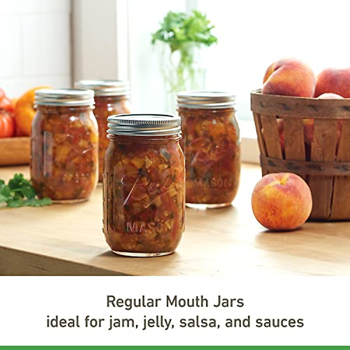 Ball Regular Mouth Pint (16 oz.) Mason Jars with Lids and Bands, for Canning or Drinkware, 8 Count