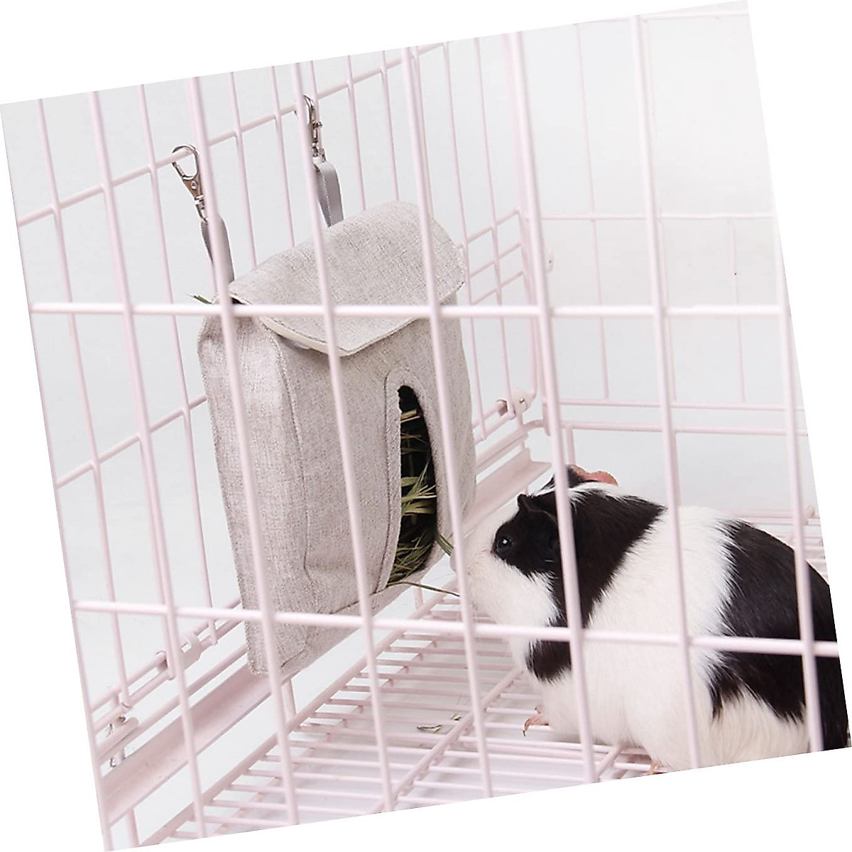Ipetboom 2pcs Hay Bag Hanging Small Animal Hay Feeder for Guinea Pig, Rabbit, Hamster