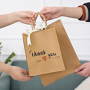 Moretoes 150pcs Brown Kraft Paper Bags with Handles Bulk - Assorted Sizes Gift & Retail Bags for Small Business, Party Favors