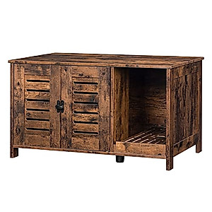HOOBRO Litter Box Enclosure, Cat Washroom, Double Door Cat House, Hidden Litter Box Furniture, Splash-Proof Litter Control Board, Large Size, Side Table, Coffee Bedside Table, Rustic Brown FG80MW01