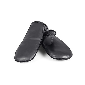 Zavelio Unisex Premium Shearling Sheepskin Fur Lined Leather Mittens Black Large