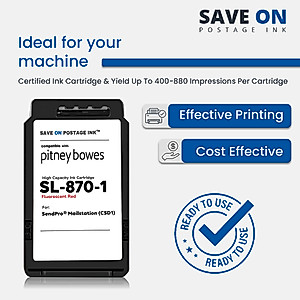Save On Postage Ink Compatible SL-870-1 Red Ink Cartridge for New SendPro Mailstation (CSD1) Compatible (2)