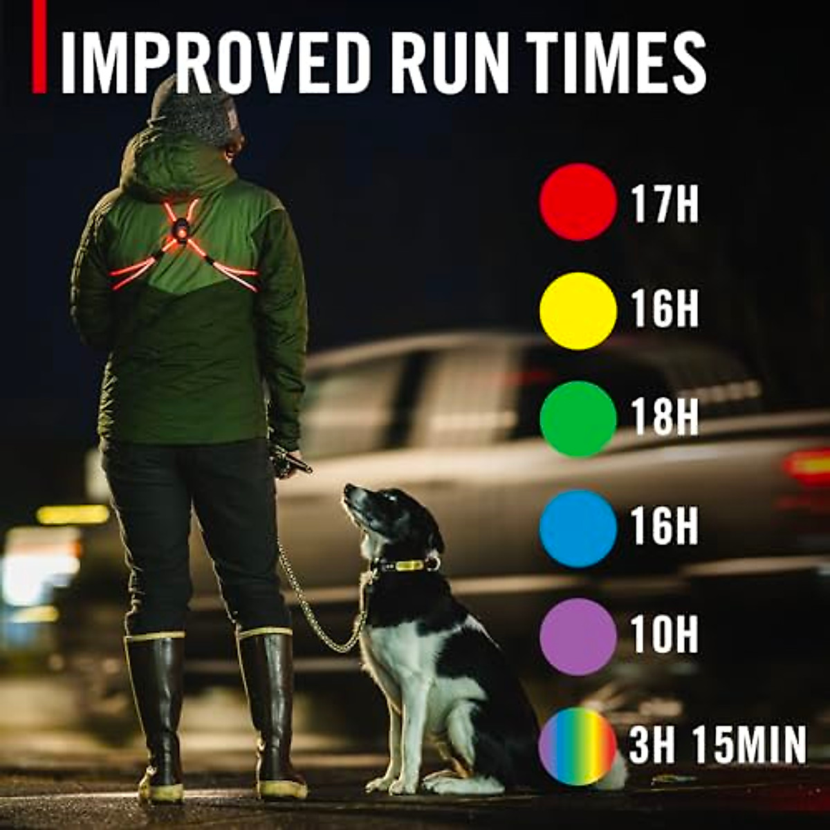 COAST LH150 Version 2.0 Rechargeable LED Hi-Vis Lighted Vest, 6+ Color Modes, Reflective, One Size Fits Most with *New & Improved 18 Hour RUNTIME*