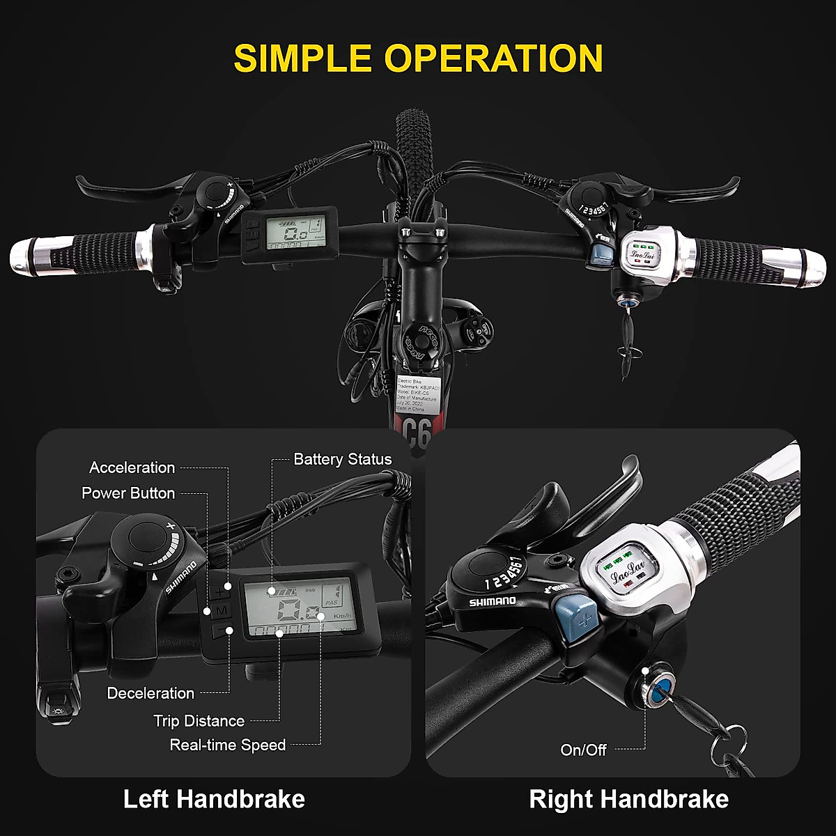 KBJPADS 26" Adult Electric Bikes 750W Motor Ebike 48V 16Ah Lithium Battery Electric Bicycles Dual Shock Absorbers 5-Speed 21MPH Mountain Beach E Bike