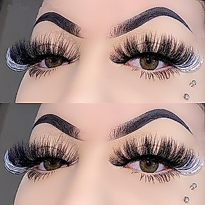 Miss Kiss Glitter Lashes White Sparkly Eyelash Silver Color Highlight False Eyelashes Fluffy Faux Mink Lash 3D Natural Look