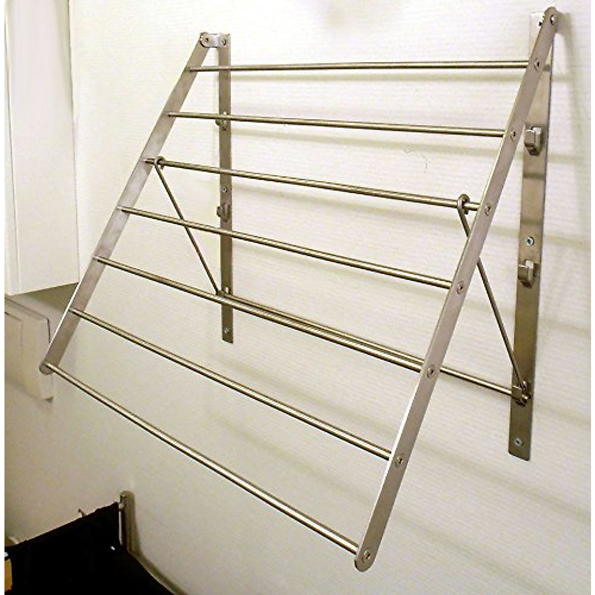 QQOUTLET Wall Mounted Clothes Drying Rack Stainless Steel Space Saving Folding Adjustable Collapsible (22Wx21Dx19H)