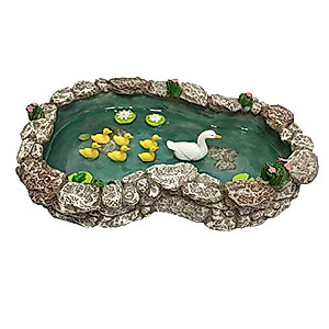 GlitZGlam Duck Pond -Mother and Ducklings! A Miniature Duck Pond for a Miniature Fairy Garden and Miniature Garden Accessories