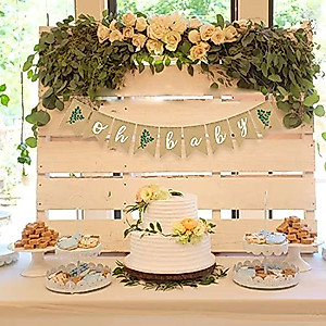 Greenery Baby Shower Banner Eucalyptus leaves Burlap garlands Plant Gender Neutral party decoration