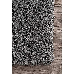 nuLOOM Marleen Contemporary Shag Area Rug, 6' Square, Grey