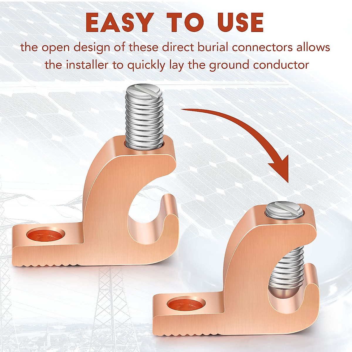 10 Pack Lay in Connector Pool Bonding Lug Copper Conductor Lay in Connector Copper Lay in Lugs AWG for Grounding Swimming Pool and Conduits, 4-14 Wire Range