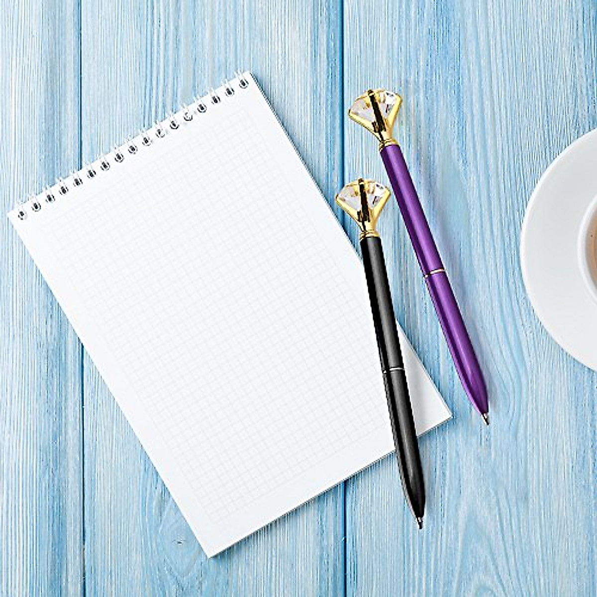 Coopay 12 Pieces Crystal Diamond Pens Bling Rhinestones Metal Ballpoint Pens Black Ink for School Office, 12 Color Variations