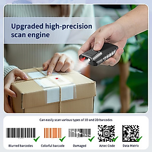 NETUM Bluetooth 2D Barcode Scanner, 3-in-1 Small Portable QR Bar Code Reader Automatic Wireless Gun Scan Back Clip Work with Tablet iOS Android Windows MacOS for Warehouse Inventory POS - E800