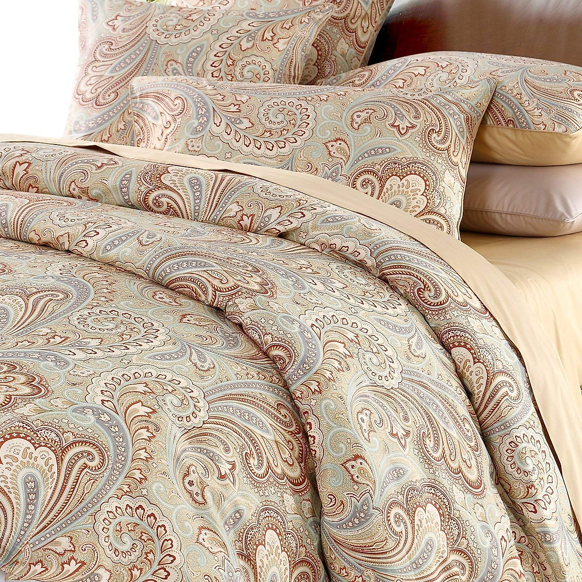 Brandream Duvet Cover King Size Hotel Collections Gold Classy Paisley Regal Themed 3PCS + 2 PCS Standard Pillowcase Set