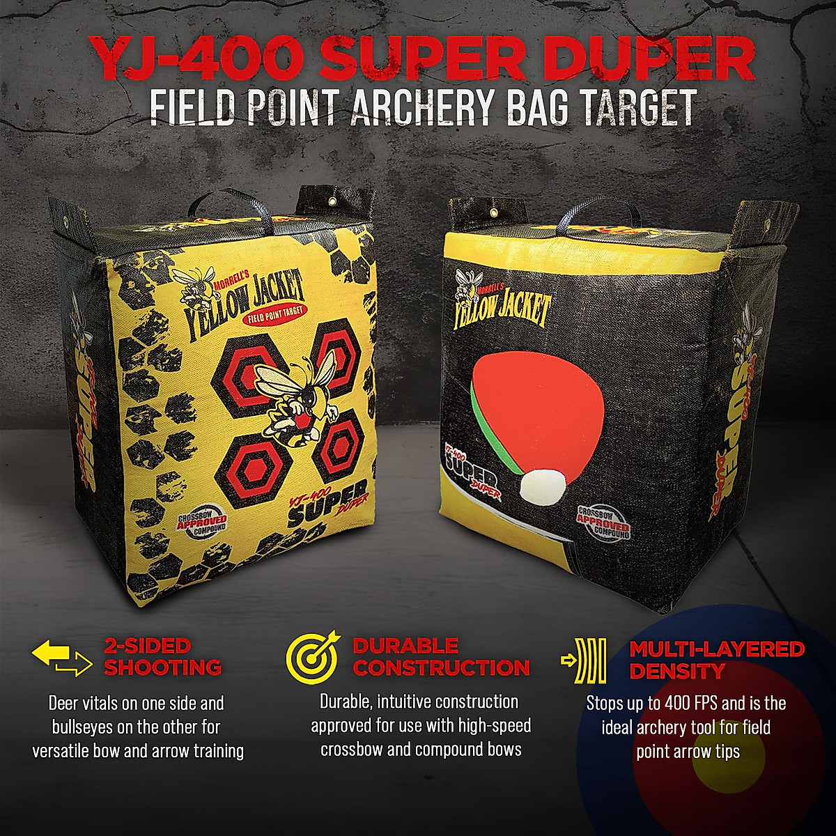 Morrell Super Duper Field Point Bow Targets Archery Block Bag for High Speed Compound Bows and Crossbows Outdoor Target Practice, Yellow