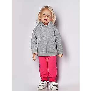Cooraby 3 Pieces Baby and Toddler Girls Fleece Full-Zip Hoodies Lightweight Jacket with Pockets Winter Coat for Baby Girls