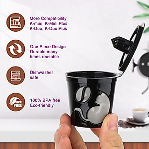 Reusable K Cups for K-Mini/K-Duo, 4 Pack Reusable Coffee Filters Pods for Keurig, BPA Free Refillable Single K Cups for Keurig K-Mini, K-Duo, 1.0 & 2.0 Series…