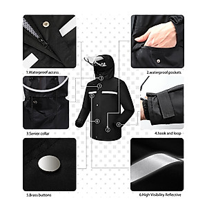 iCreek Rain Suit Waterproof Jacket and Trouser Suit Raincoat for Men and Women Outdoor All-Sport Breathable Anti-storm (XL-USA, Black)