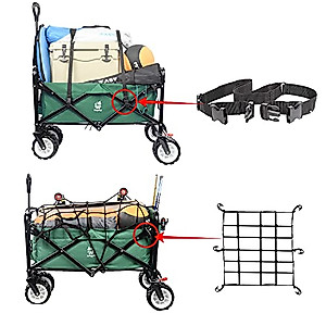 Collapsible Heavy Duty Beach Wagon Cart Outdoor Folding Utility Camping Garden Beach Cart with Universal Wheels Adjustable Handle Shopping (Green)