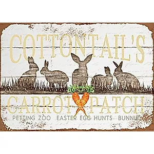Vintage New Tin Poster Cottontails Carrot Patch Retro Vintage Metal Tin Signs 8x12 Inch Retro Art Family Kitchen Bar Restaurant Garage Cafe Gas Shop Wall Decor Metal Plaque
