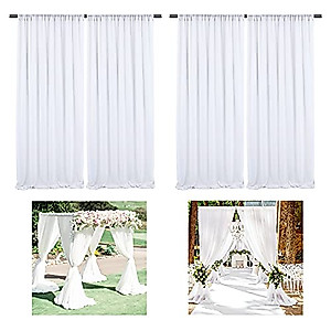 2 Pack White Wedding Backdrop Curtain 10ft by 10ft, Wrinkle-Free Chiffon Fabric Drape 4 Panels 5ft x 10ft Transparency Backdrop Drapes for Wedding Arch Bridal Shower Party Decoration