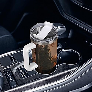 Bear Lake Lodge Duck Tumbler with Handle Travel Mug Water Bottle Tea Coffee Cup White-style