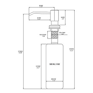 UEKPOE Modern Stainless Steel Oil Rubbed Bronze Soap Dispenser for Kitchen Sink Built in Design Hand Soap Dispenser with Large 17 oz Bottle