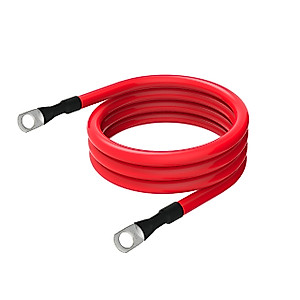 4 AWG Battery Cable 4AWG Gauge Pure Copper Battery Inverter Cables with 3/8 in Lugs Both Ends Power Inverter Wire Set for Automotive Solar Marine Boat RV Car Motorcycle Red and Black (6ft)