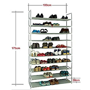 Smaworld 10 Tiers Shoe Rack - Shoe Closet Organizers and Storage, Non-Woven Fabric Shoe Cabinet, Narrow Shoe Shelf for Home Entryway Bedroom