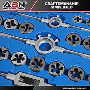 ABN Large Tap and Die Set Metric - 110 Piece Bolt and Pipe Tap Sets for Threading