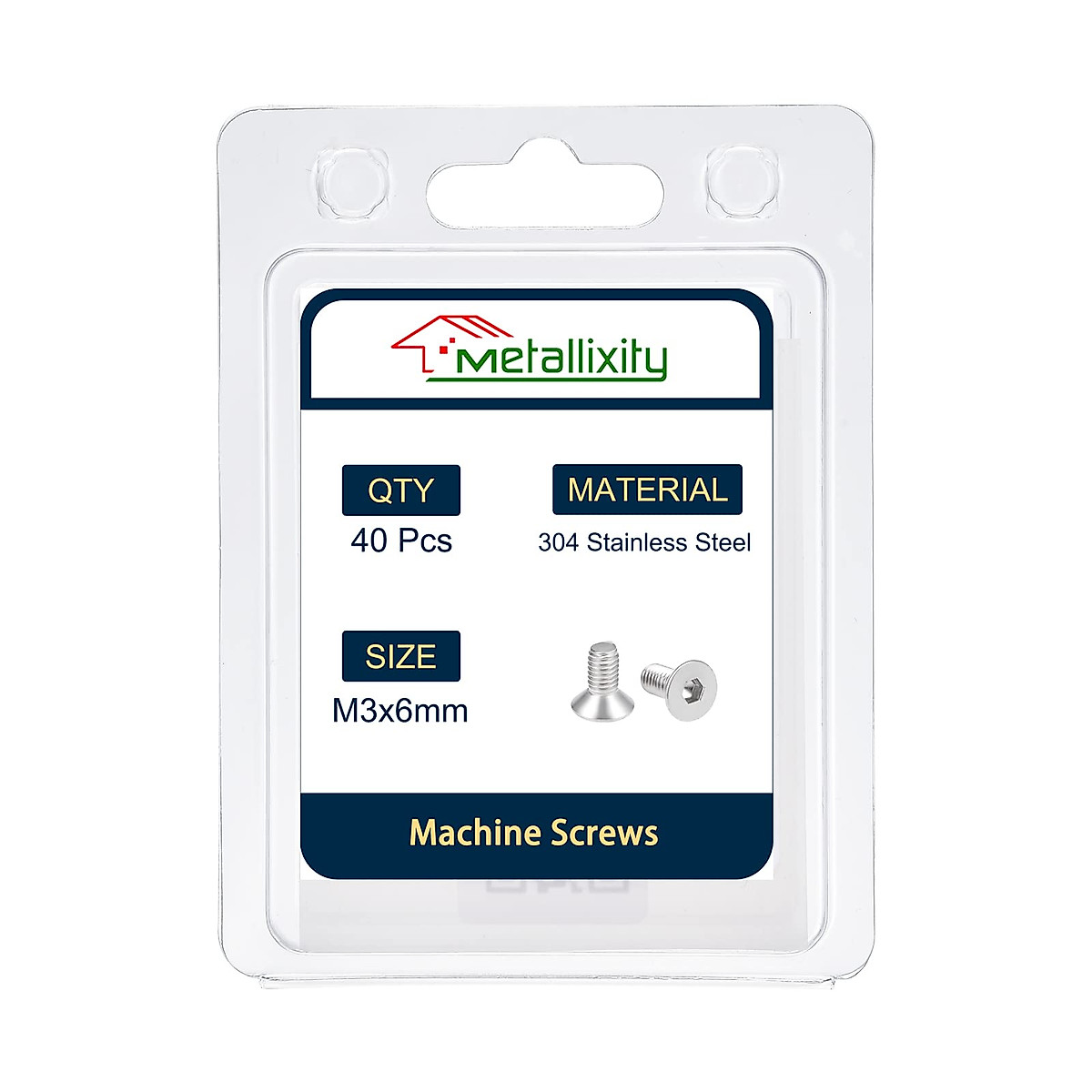 uxcell M3x6mm Flat Head Machine Screws Inner Hex Screw 304 Stainless Steel Fasteners Bolts 40Pcs