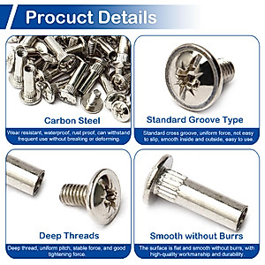 MroMax M5 Binding Screw, M5 x 20mm Nickel Plated Carbon Steel Cross Head Chicago Screw Binding Post Screw Kit for DIY Leather Decoration and Scrapbook and Photo Albums Bookbinding 10Pcs