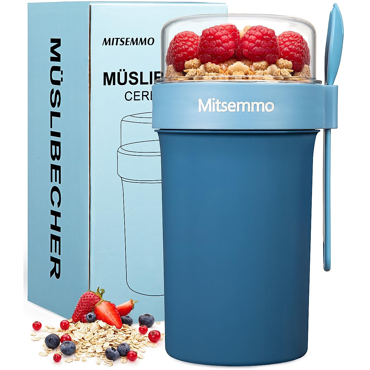 Yogurt Pot Parfait Cups With Lids and Spoons,Snack Cup Breakfast On The Go,Portable Cereal Container To Go,Travel Cereal Bowl and Milk Container,Overnight Oats Porridge Containers & Granola Holder