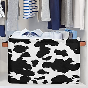 Cube Storage Bins Cow Print Storage Basket Fabric Rectangle Storage Bins Collapsible Nursery Storage Bin Organizer Basket Storage Box for Shelves, Closet
