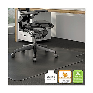 Universal Cleated Chair Mat for Low and Medium Pile Carpet 36 x 48 Clear
