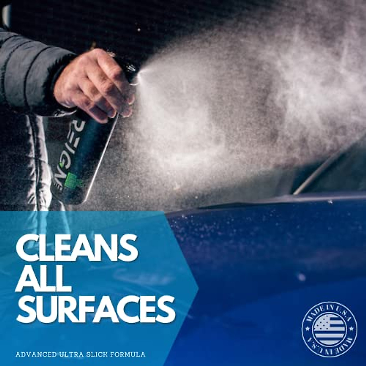 Reign System Ceramic Waterless Wash 16 Oz - Clean and Protect Your Car In One Easy Step - Extremely Slick - Professional Grade Ceramic - Deep Shine - Wet Or Dry Application For Your Car Detailing Kit